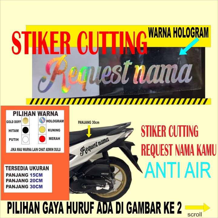 Request nama stiker body motor custom nama stiker cutting anti air ...