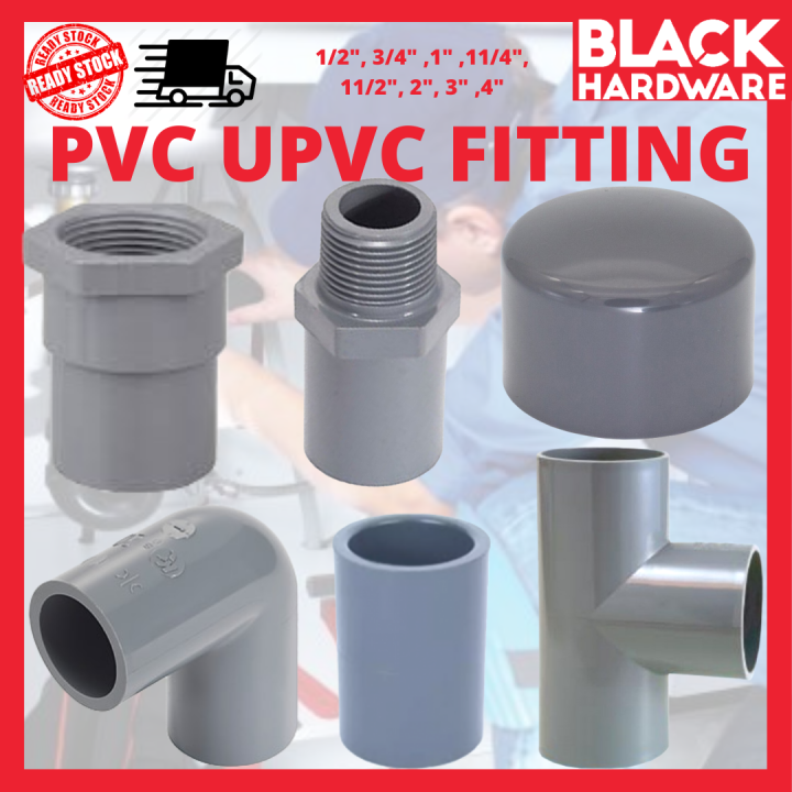 BLACK HARDWARE PAIP Pvc Upvc PIPE Valve Socket Elbow Tee Fitting Connector End Cap Pipe Air 15 ...