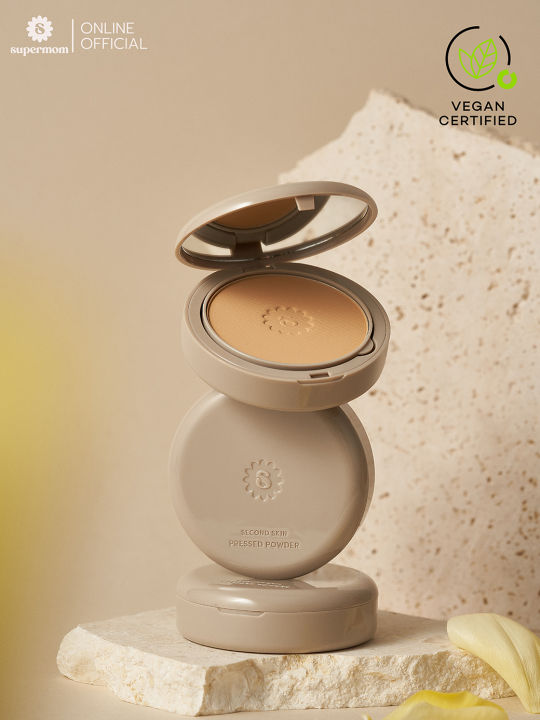 SUPERMOM l Second skin pressed powder แป้งผสมรองพื้น เบาสบาย เบลอรูขุม ...