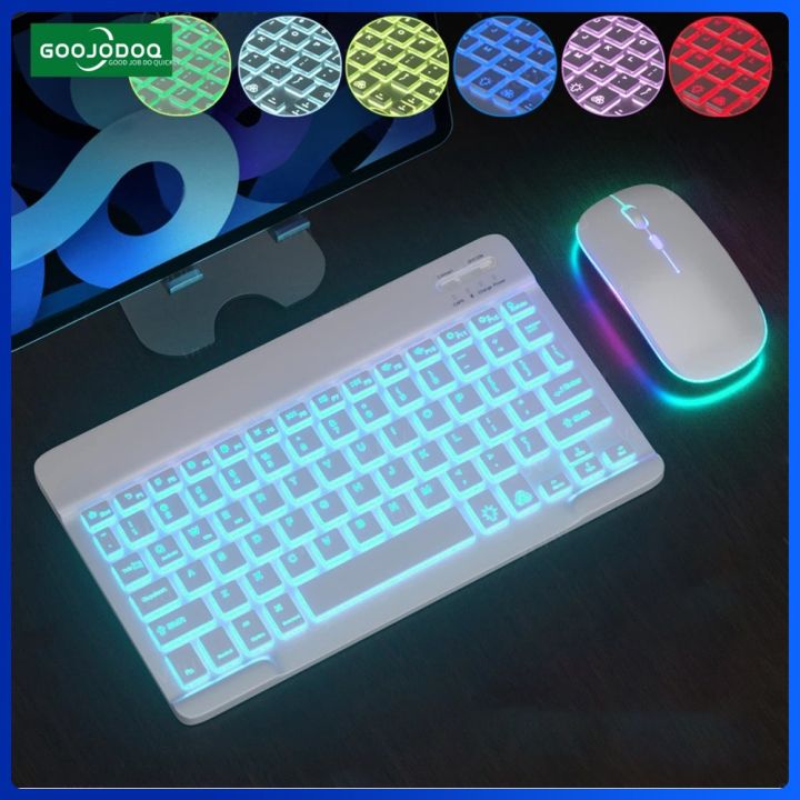 GOOJODOQ Backlit Wireless Bluetooth Keyboard and Mouse with light LED ...