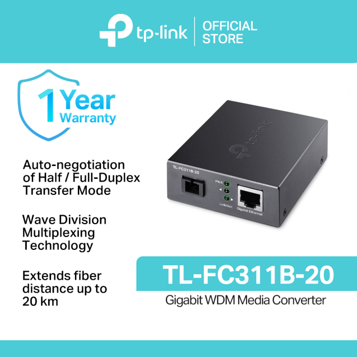 TP-Link TL-FC311B-20 Gigabit WDM Media Converter | Half-Duplex | Full ...