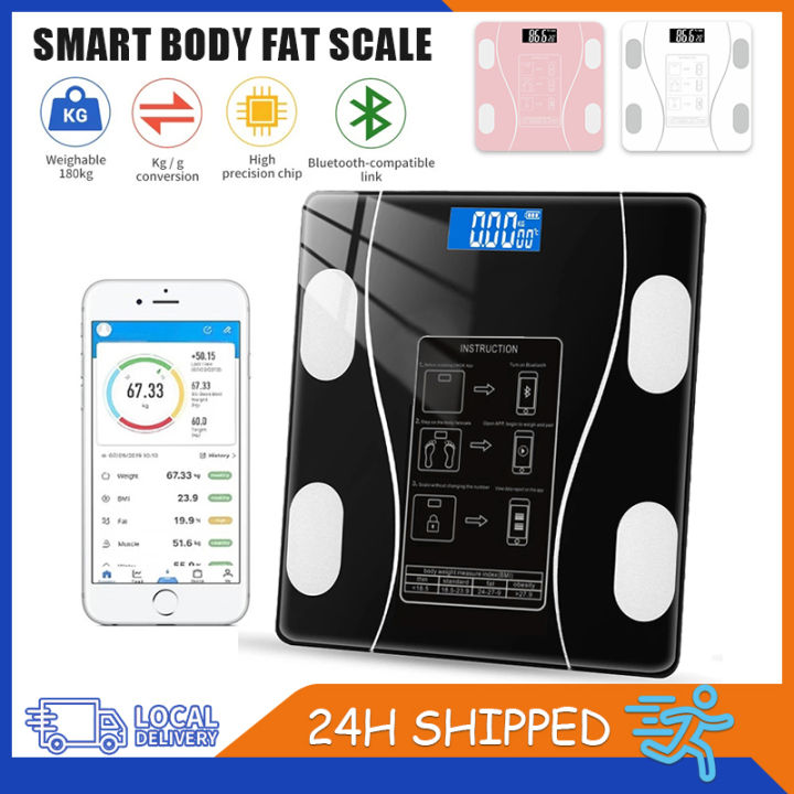 【LOCAL】Smart Body Fat Scale App Record Bluetooth Digital Weighing USB ...