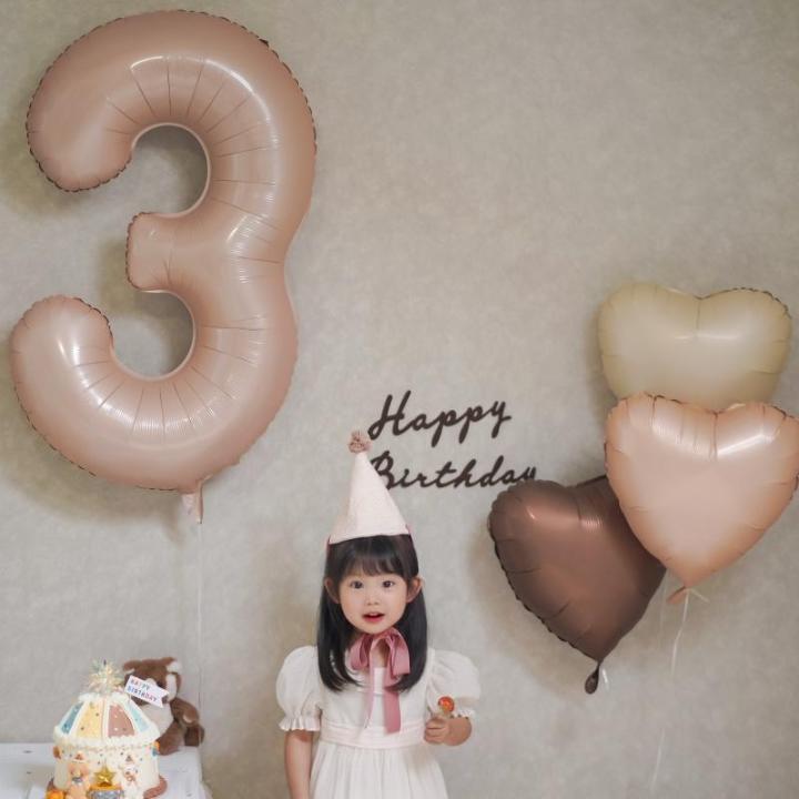 [SG] NEW!! 40inch Large 0-9 number foil balloon Retro Ins style Cream ...