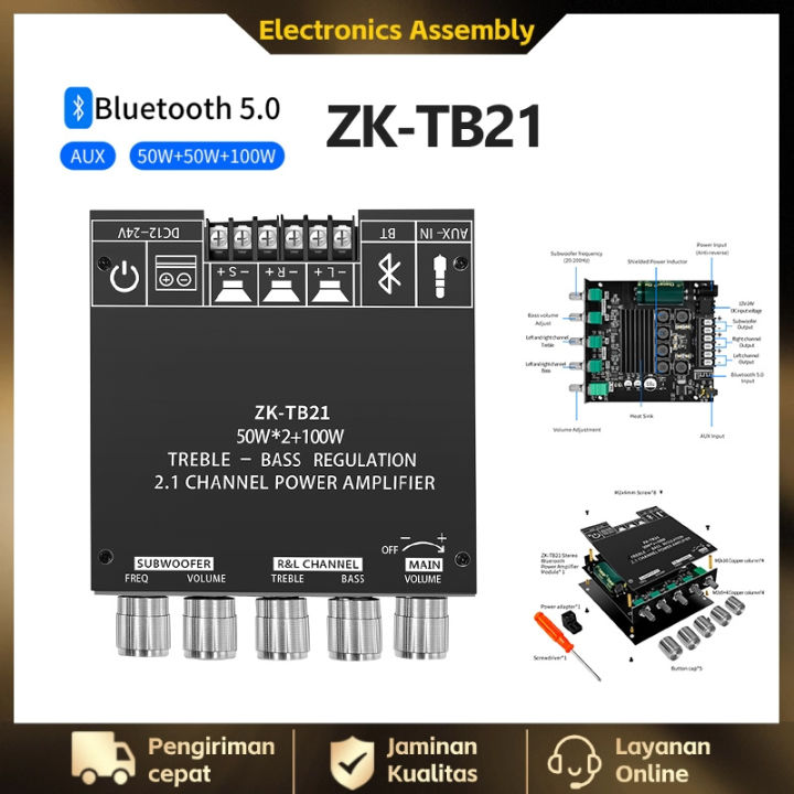 ZK-TB21/502MT TPA3116D2 Bluetooth 5.0 Amplifier Board 50Wx2+100W Bluetooth Amplifier Class D 2 ...