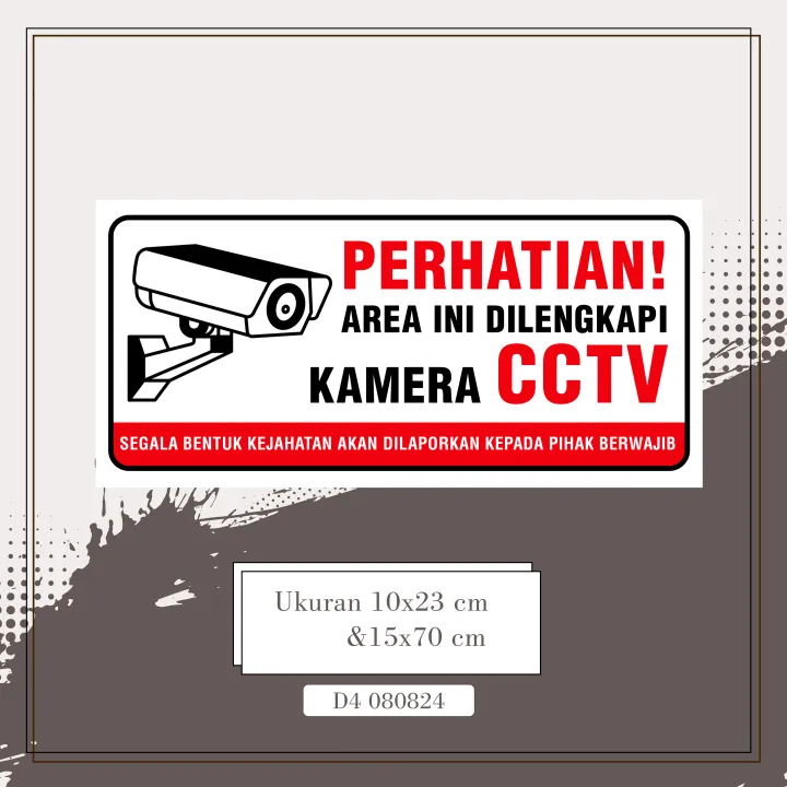 STIKER VINYL PERHATIAN AREA INI DILENGKAPI KAMERA CCTV multi Sticker | Lazada Indonesia
