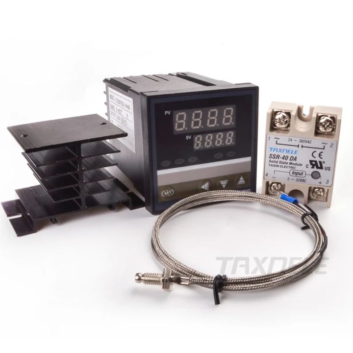 Digital PID REX-C700 Temperature Controller + SSR Relay 40A + K Thermocouple + Heat Sink ,PID ...