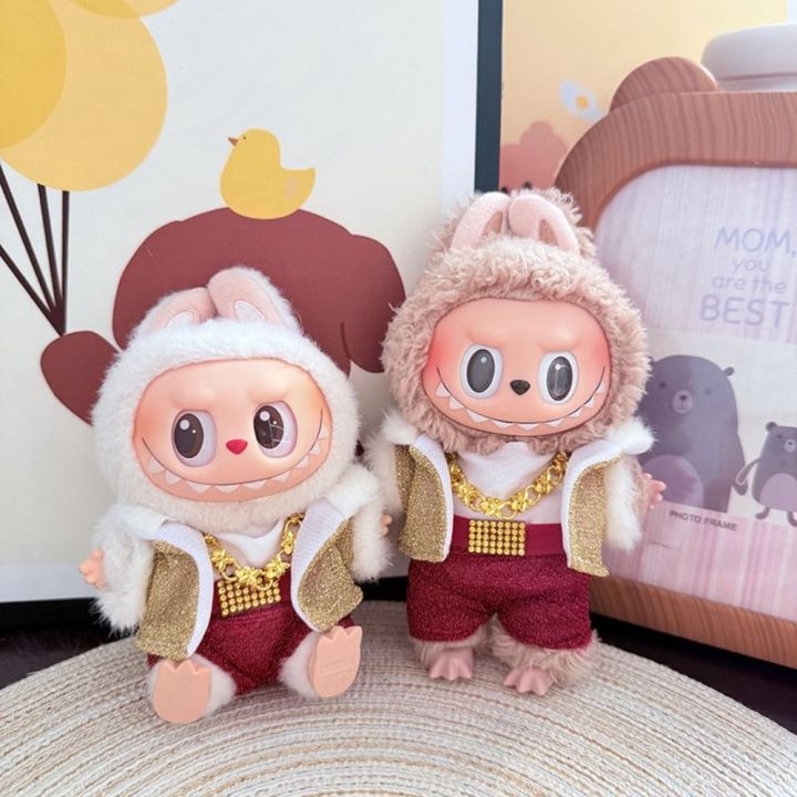 BANDA Rich Labubu Doll's Cloth Gold Chain Luxury Sitting Labubu Time ...