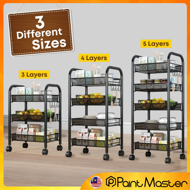 *Ready Stock* 3 4 5 Tier Trolley Multipurpose Home Storage Rack Kitchec ...