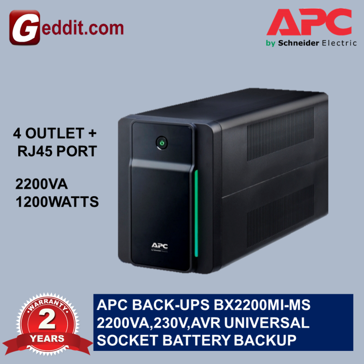 APC BACK-UPS BX2200MI-MS 2200VA,230V,AVR UNIVERSAL SOCKET BATTERY ...