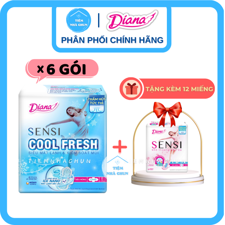 [BVS] - LỐC 6 GÓI 8 MIẾNG - Băng Vệ Sinh Diana Sensi Cool Fresh Siêu ...