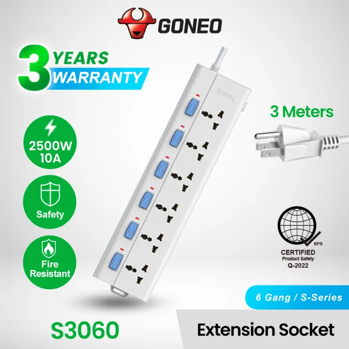 GONEO Universal Outlet 220V AC extension wire outlet with indicator ...