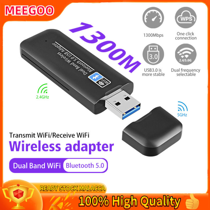 1300Mbps WiFi Adapter 2-in-1 USB WiFi Receiver with Bluetooth Free ...