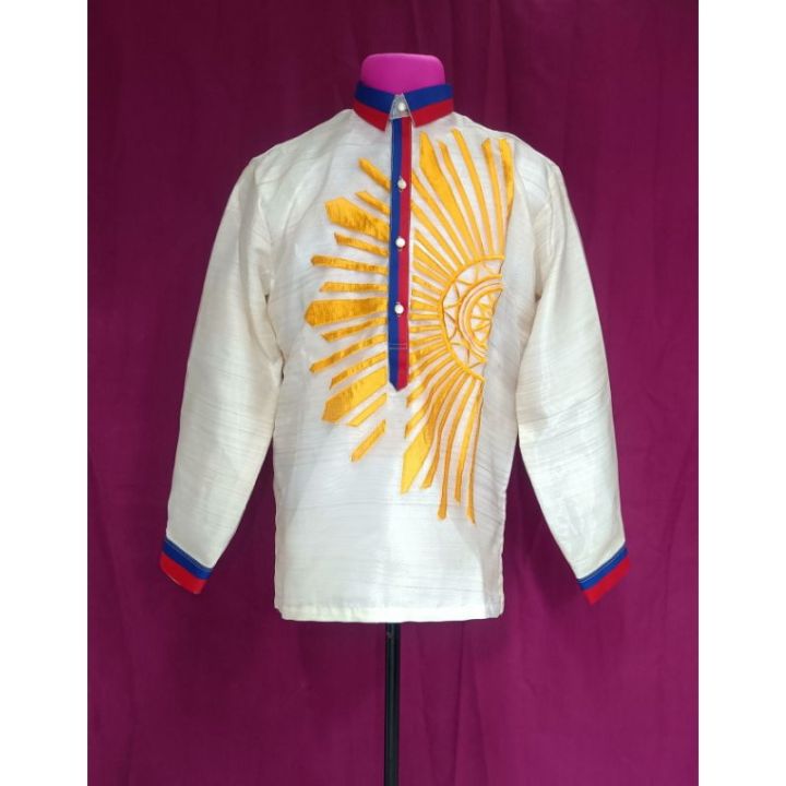 PIÑA ORGANZA BARONG w/ LINING - PHILIPPINES FLAG DESIGN | Lazada PH