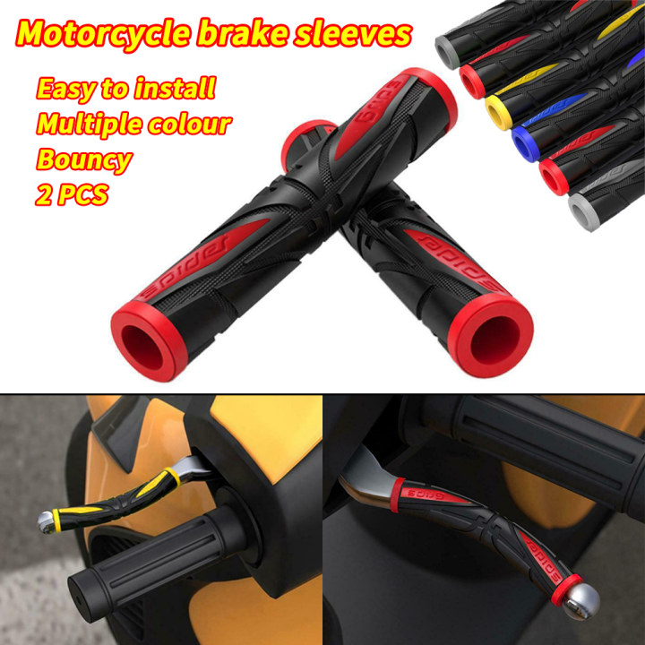 Motorcycle Rubber Lever Sleeves Grip Brake Clutch Cover 2PCS Red Blue ...