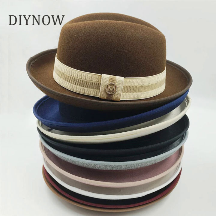 Roll Up Brim Men Fedora Unisex สุภาพบุรุษรอบหมวกคอสเพลย์ Feather ...