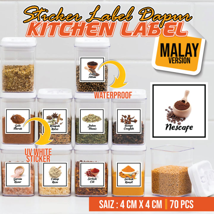 70pcs Sticker Label Dapur Bergambar | Lazada
