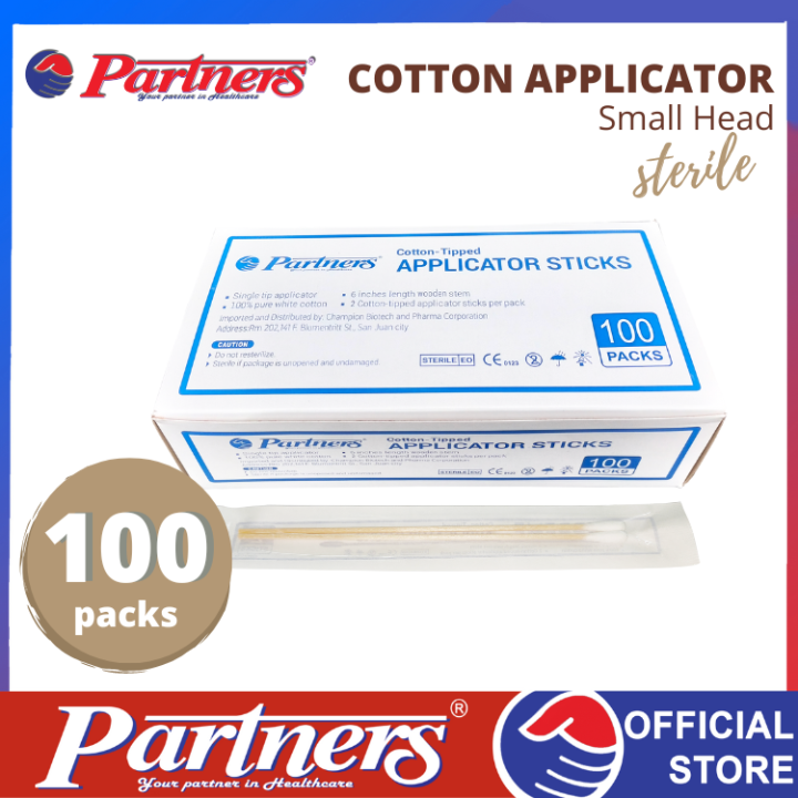 Partners Cotton Tipped Applicator Sticks Small Head (100 Packs , 2pcs ...