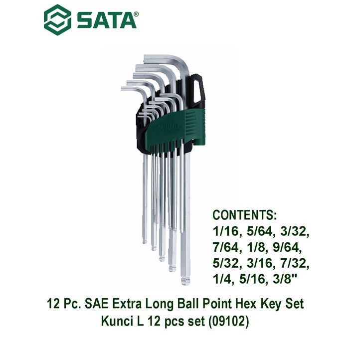 SATA 09102 12PC EXTRA LONG BALL POINT HEX.KEY SET (S.A.E.) | Lazada