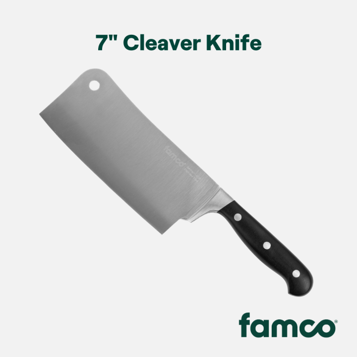 Famco 7" Cleaver Knife, German Stainless Steel 2.5mm HRC56, Full ...