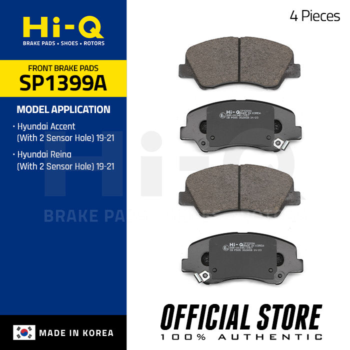 Hi-Q SP1399A Front Brake Pads for Hyundai Accent (With 2 Sensor Holes ...
