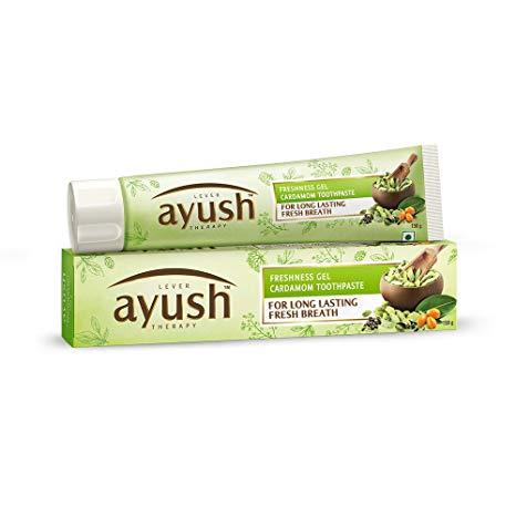 Lever Ayush Freshness Gel Cardamom Toothpaste, Pack of 2 (150g Each ...