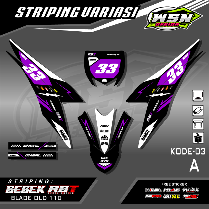 Sticker Striping MOTOR SILUMAN BLADE OLD 110 RBT BEBEK MODIF SUPERMOTO ...