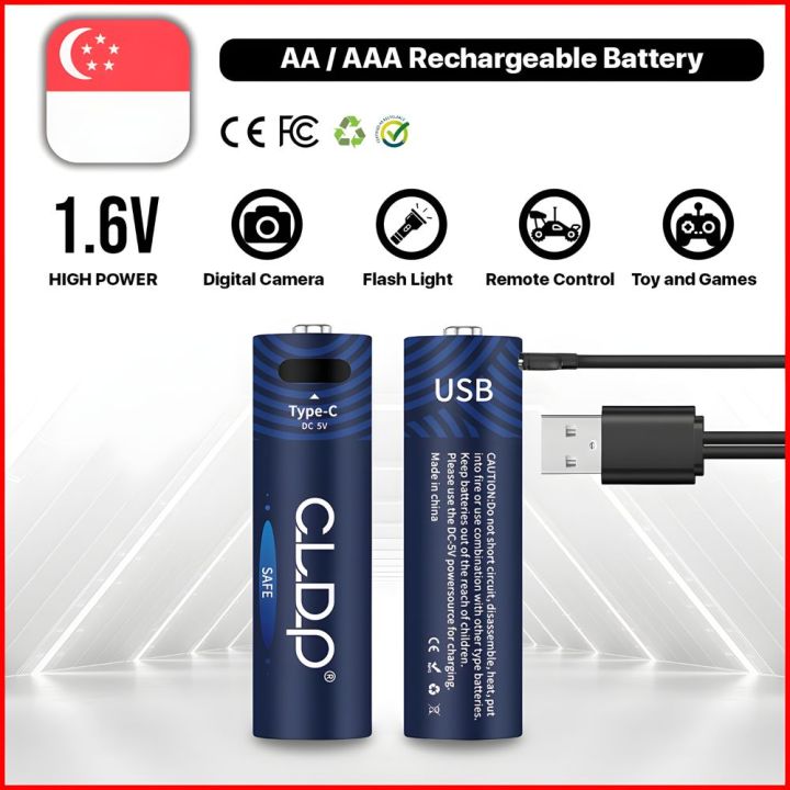 Type-C USB AA / AAA Rechargeable Battery Portable Ni-Zn | Lazada Singapore