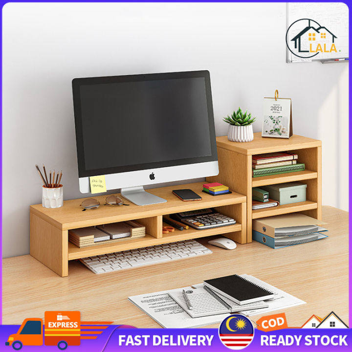 LALA Computer Monitor Stand Wood Desktop Thickened Screen Increased ...