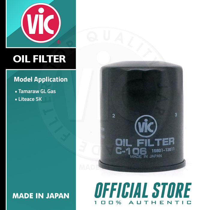 VIC Oil Filter C-106 for Toyota Tamaraw GL Gas, Lite Ace, 5K, Genuine ...