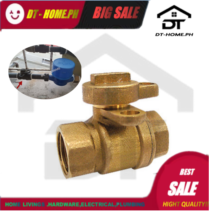 heavy duty Brass Ball Valve w/ Lock 1/2 for Water Meter Copper Gate Valve Water Meter Front ...