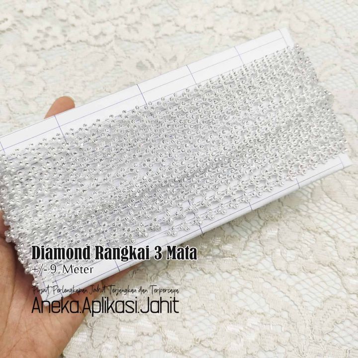 1 METER DIAMOND RANGKAI / PERMATA BERLIAN / DIAMOND BARIS 3 MATA ...