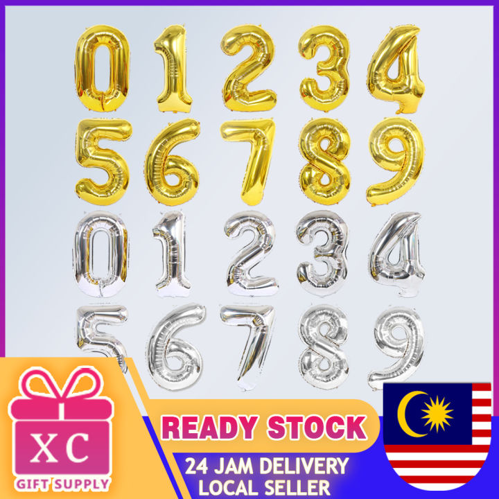 32 inch Giant Number Foil Balloon 0 to 9 Helium Party Happy Birthday ...