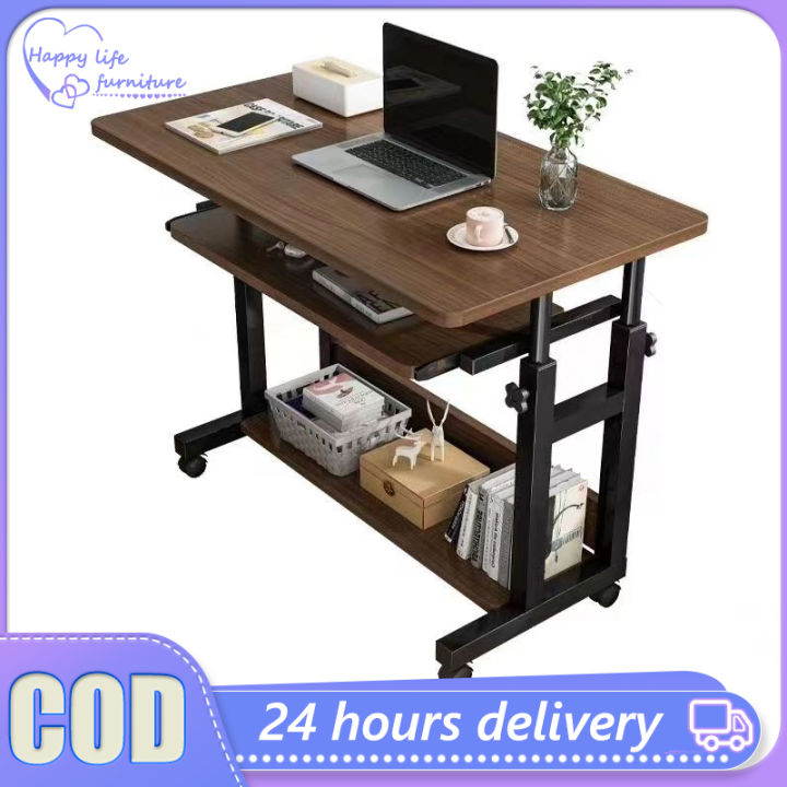 Modern simple movable computer desk wooden study bedroom writing desk multifunctional laptop ...