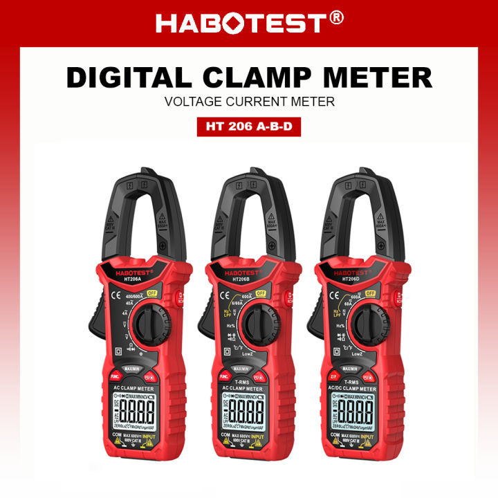 HABOTEST Meteran Klem 600V AC/DC 6000 Multimeter Digital Alat ...