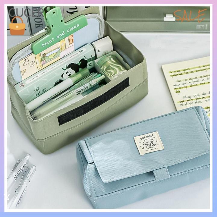 CBT Canvas Pencil Bag Portable Large-capacity Stationery Case Multi ...