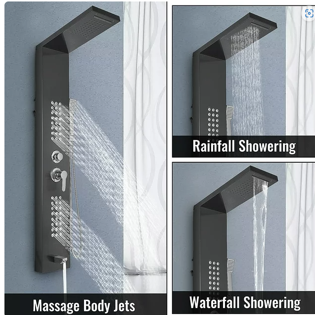 5 In1 Shower Panel Tower System Gold Stainless Steel Multi Function