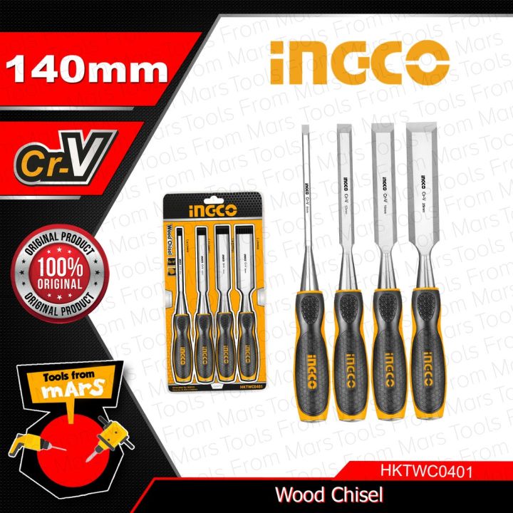INGCO 4PCS/SET Wood Chisel Set 140mm Cr-V Steel HKTWC0401/ HKTWCS301 ...