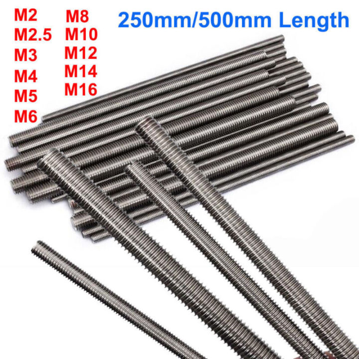 1PCS Threaded Rod 304 Stainless Steel Screw M2 M2.5 M3 M4 M5 M6 M8 M10 M12 M16 | Lazada