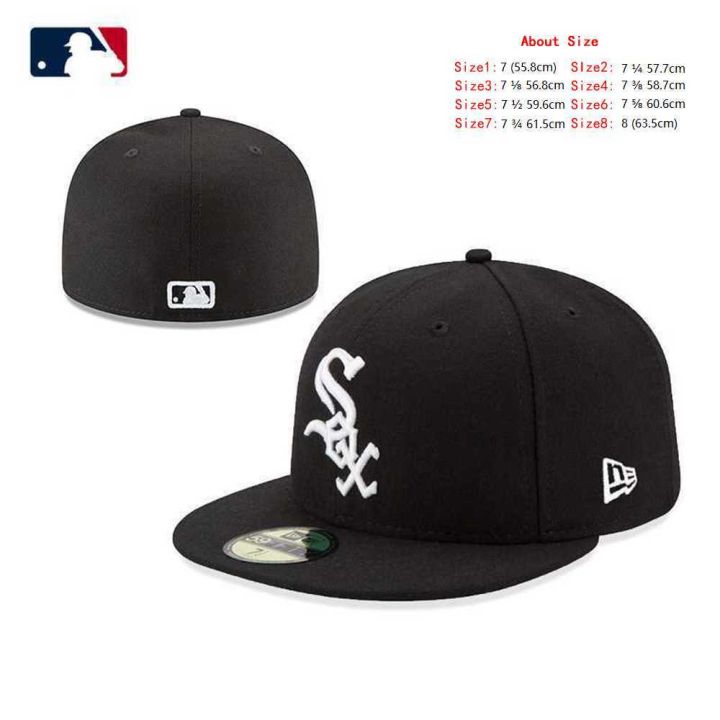 ฮิปฮอป แบนราบด้านบน Most Popular New MLB Full Cover Cap Fitted Hat ...