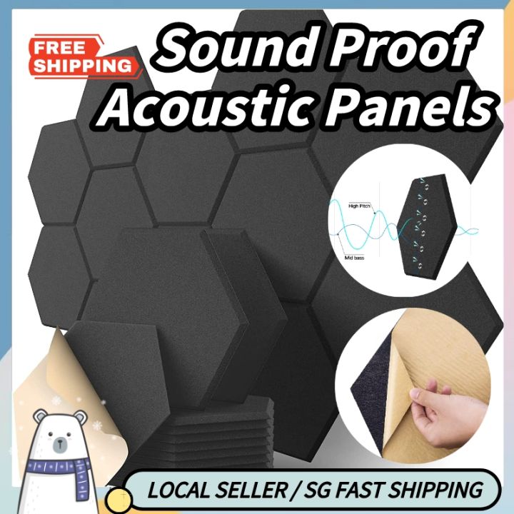 SG STOCK 1 PCS Self-adhesive Hexagon Acoustic Panels Beveled Edge Sound ...
