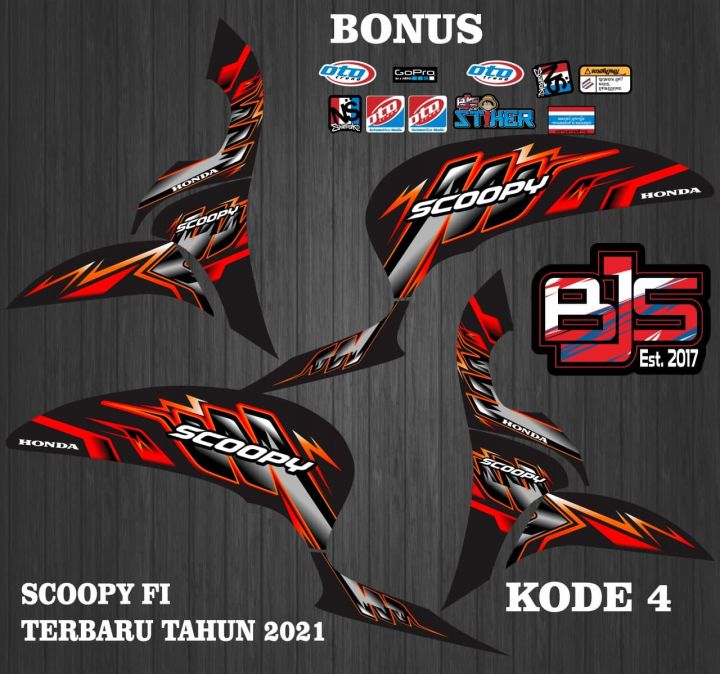 stiker striping sticker honda scoopy fi injeksi tahun 2020-2023 kode 4 ...