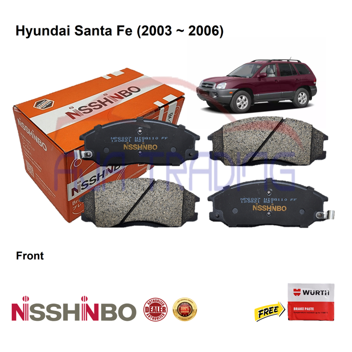 Genuine Nisshinbo Front Brake Pads with SHIMS for Hyundai Santa Fe ...