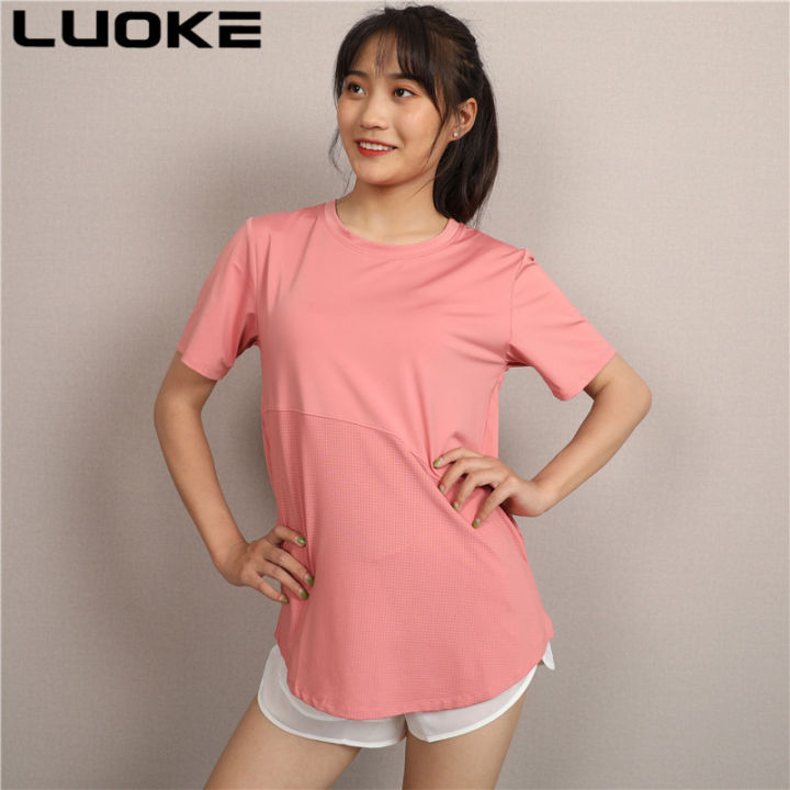 LUOKEใหญ่ขนาด130Kgแห้งเร็วเสื้อยืดกีฬาสำหรับผู้หญิงใหม่เสื้อผ้าวิ่ง ...