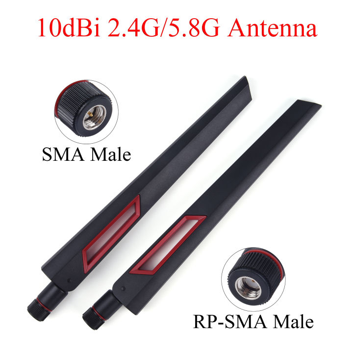 2PCS 10dBi Dual-band WiFi Antenna 2.4G/5.8G SMA/RP-SMA Male Universal Antenna For WLAN Router ...