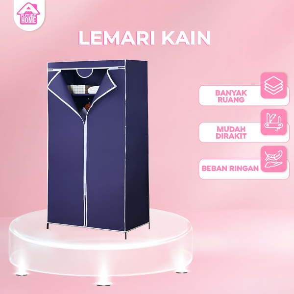 Lemari Kain Portable 1 Sisi Polos + Gantungan - Lemari Baju Kain Anti ...
