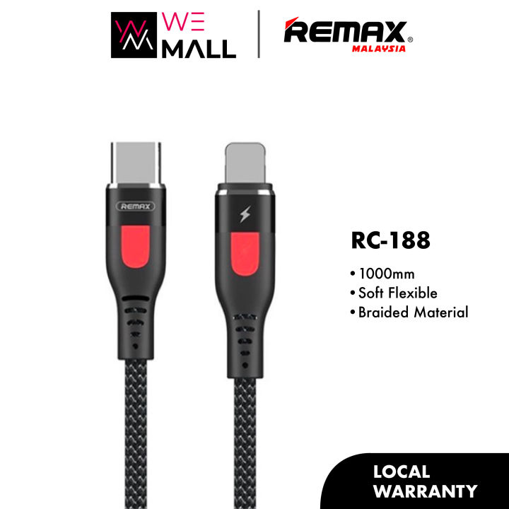 Remax RC-188i Type-C to IP PD 20W / RC-188A Type-C 5A USB C Cable Aluminum Alloy Fast Charging ...