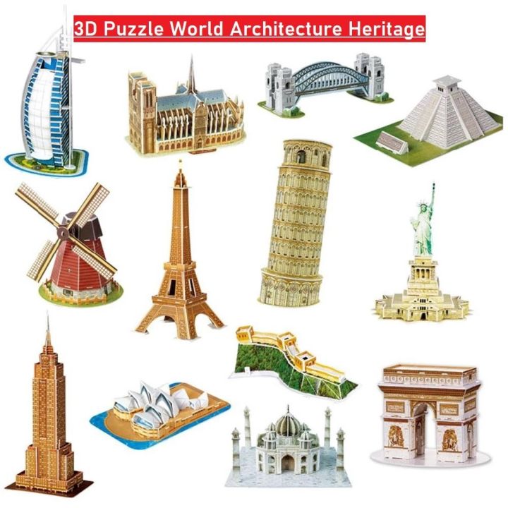 3d puzzle architectural heritage toy collectibles montessori kids toy ...