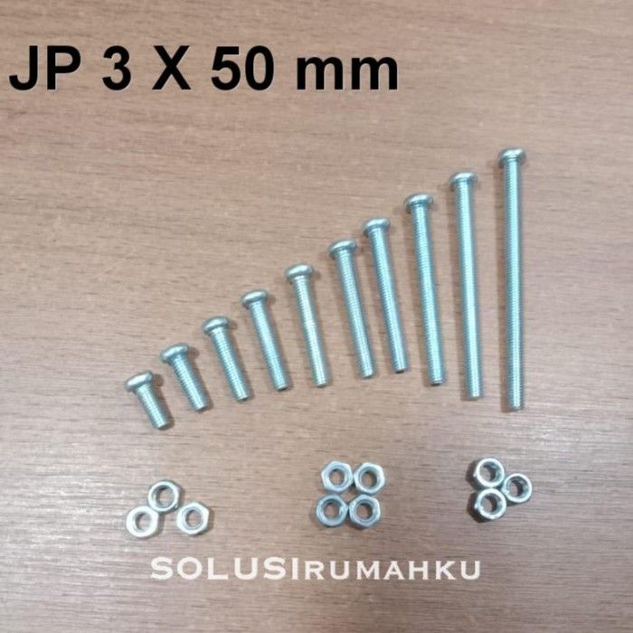 (10 set ) BAUT MUR JP 3 X 50 ( Baud Drat Halus diameter 3 mm x panjang 50 mm ) | Lazada Indonesia