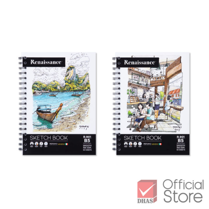 Renaissance สมุดวาดรูป สมุดสเก็ตซ์ R-901 B5 100G 50SH คละลายปก จำนวน 1 เล่ม | Lazada.co.th
