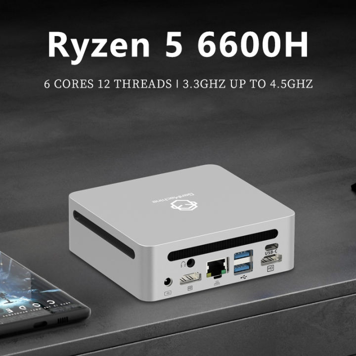 GenMachine Mini PC Ren6000 Pro AMD Ryzen 5 6600H Windows 11 LPDDR5 6400MHz 16G memory onboard ...